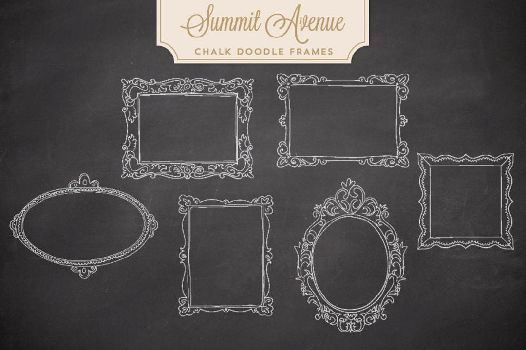 Chalk Fancy Doodle Frames Clip Art Vector & PSD Files INSTANT DOWNLOAD ...