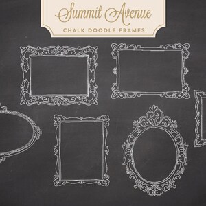 Chalk Fancy Doodle Frames Clip Art Vector & PSD Files INSTANT DOWNLOAD ...
