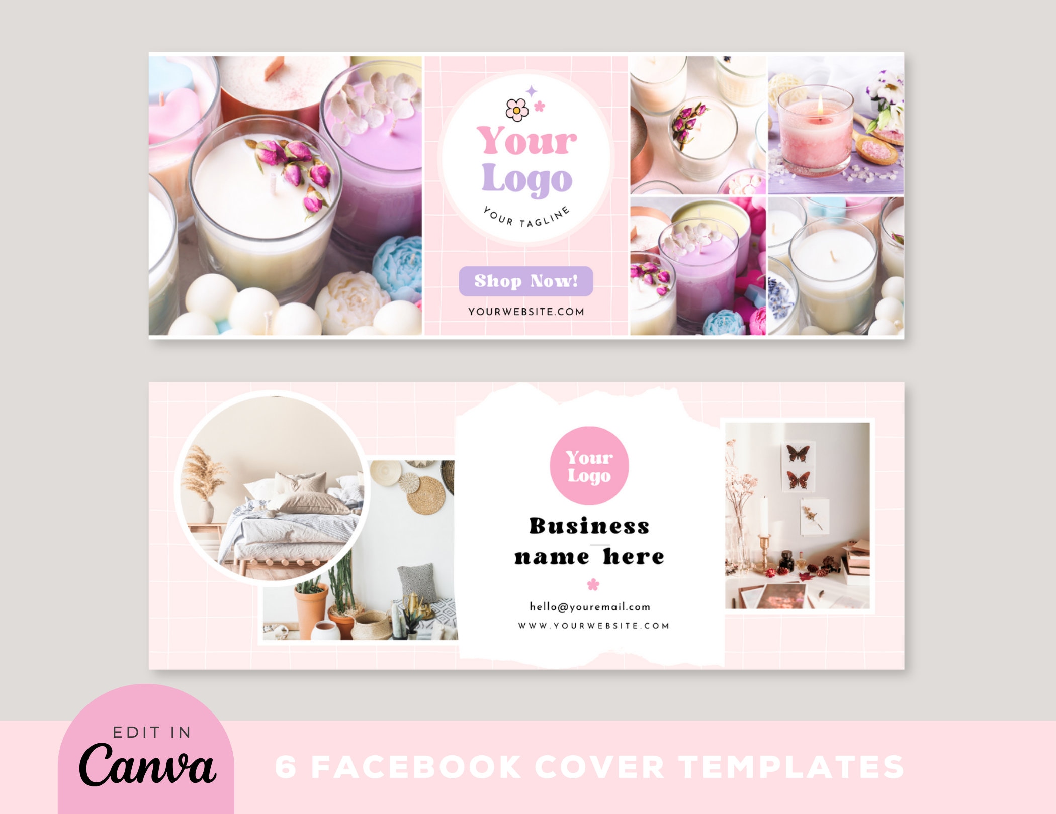 Editable Facebook Covers, Boho Floral Facebook Page Banners, Retro ...