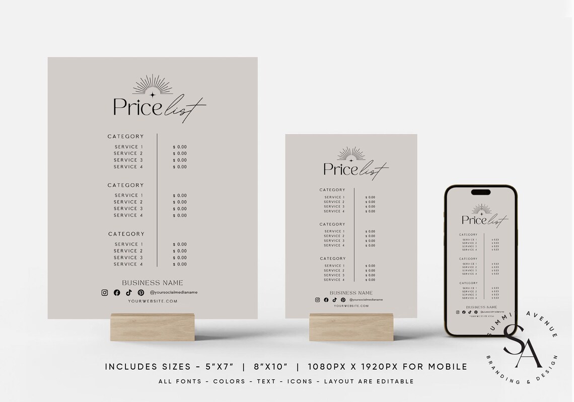 Minimalist Price List Canva Template, Instagram Story Price List ...