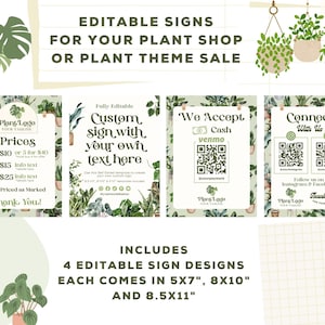 Editable Plant Sale Signs, Printable Payment Sign, Social Media Poster ...