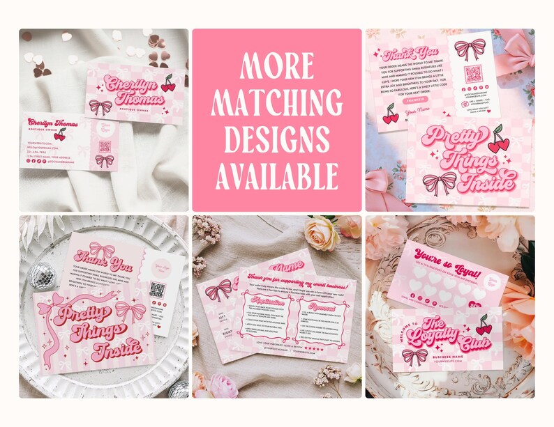 Retro Cherry Bow Facebook Branding Kit Canva Template, Pink Coquette ...