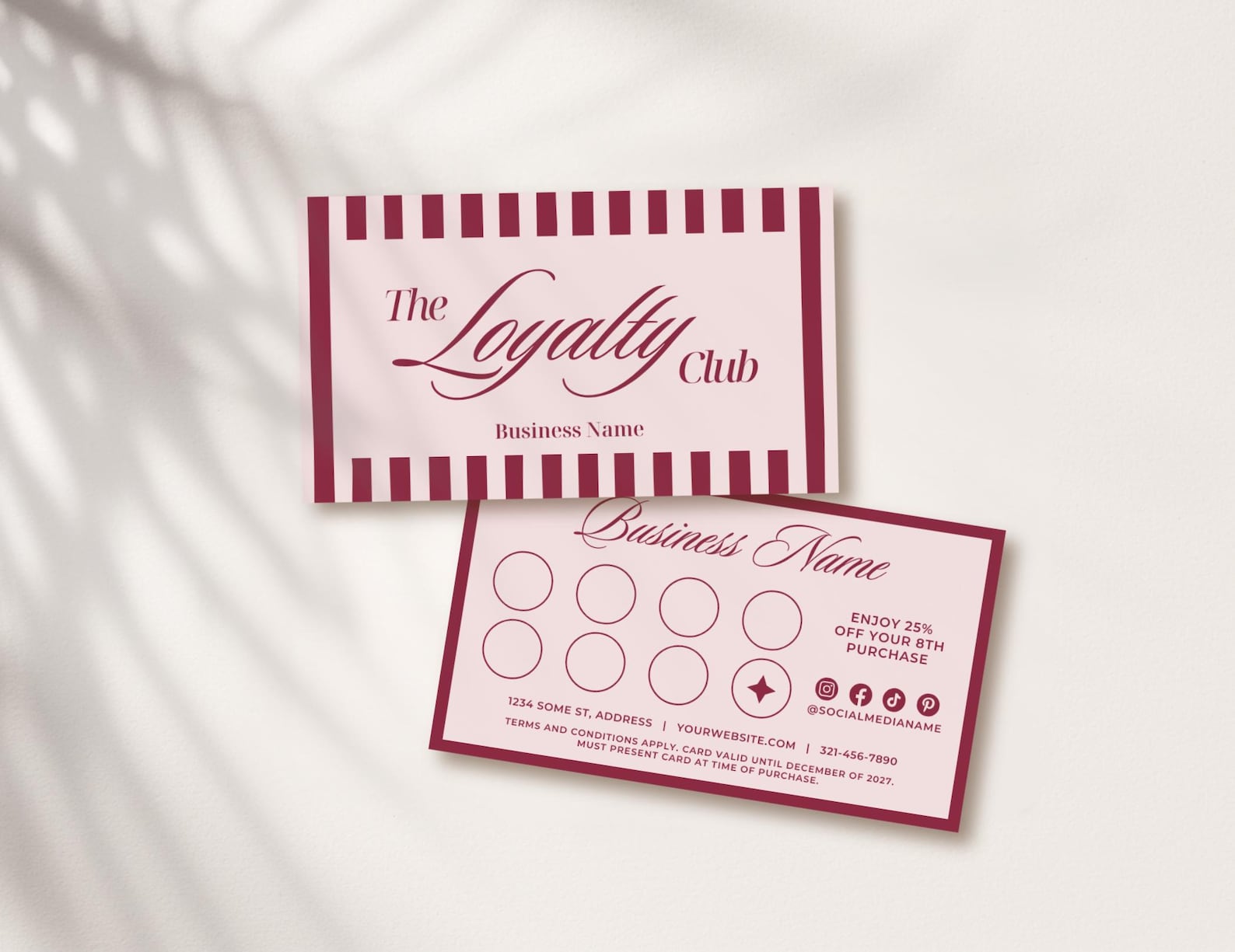 Luxury Editable Loyalty Card Template, Elegant Customer Punch Card ...