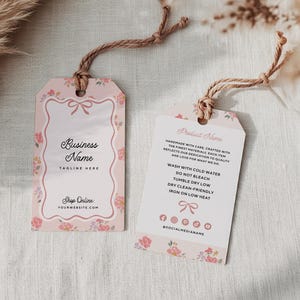 Editable Coquette Bow Hang Tag Canva Template, Printable Boutique ...