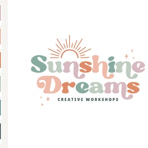 DIY Colorful Sunshine Logo Design Instant Download, Premade Retro ...