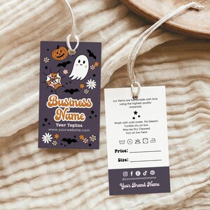Retro Halloween Editable Price Tag Canva Template, Printable Product ...