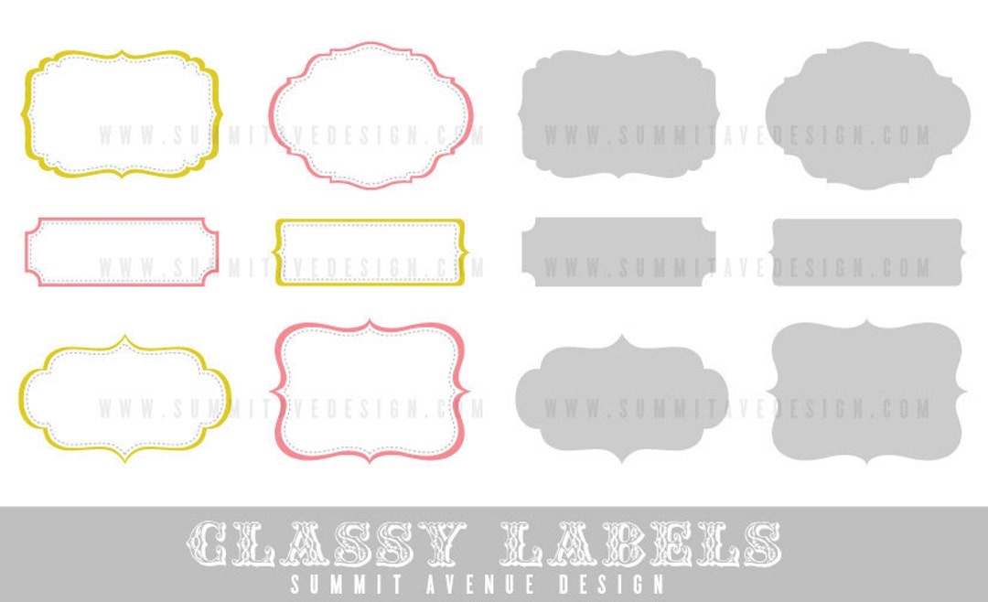 INSTANT DOWNLOAD Classy Designer Labels Digital Clip Art - Frame Shapes ...