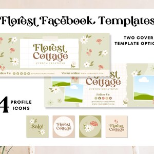 Editable Facebook Kit, Cottagecore Flowers Facebook Page Banners ...