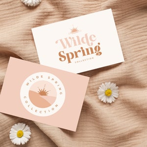 DIY Editable Retro Sun 2 Tone Logo Design Instant Download, Premade ...