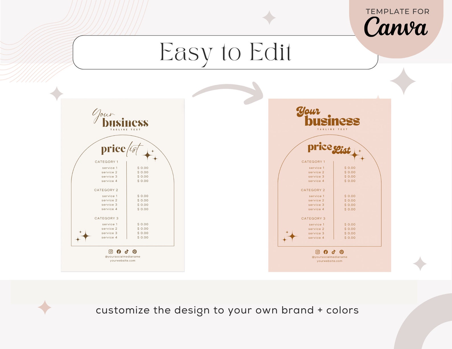 Modern Price List Canva Template, Printable Pricing Sign, Instant ...