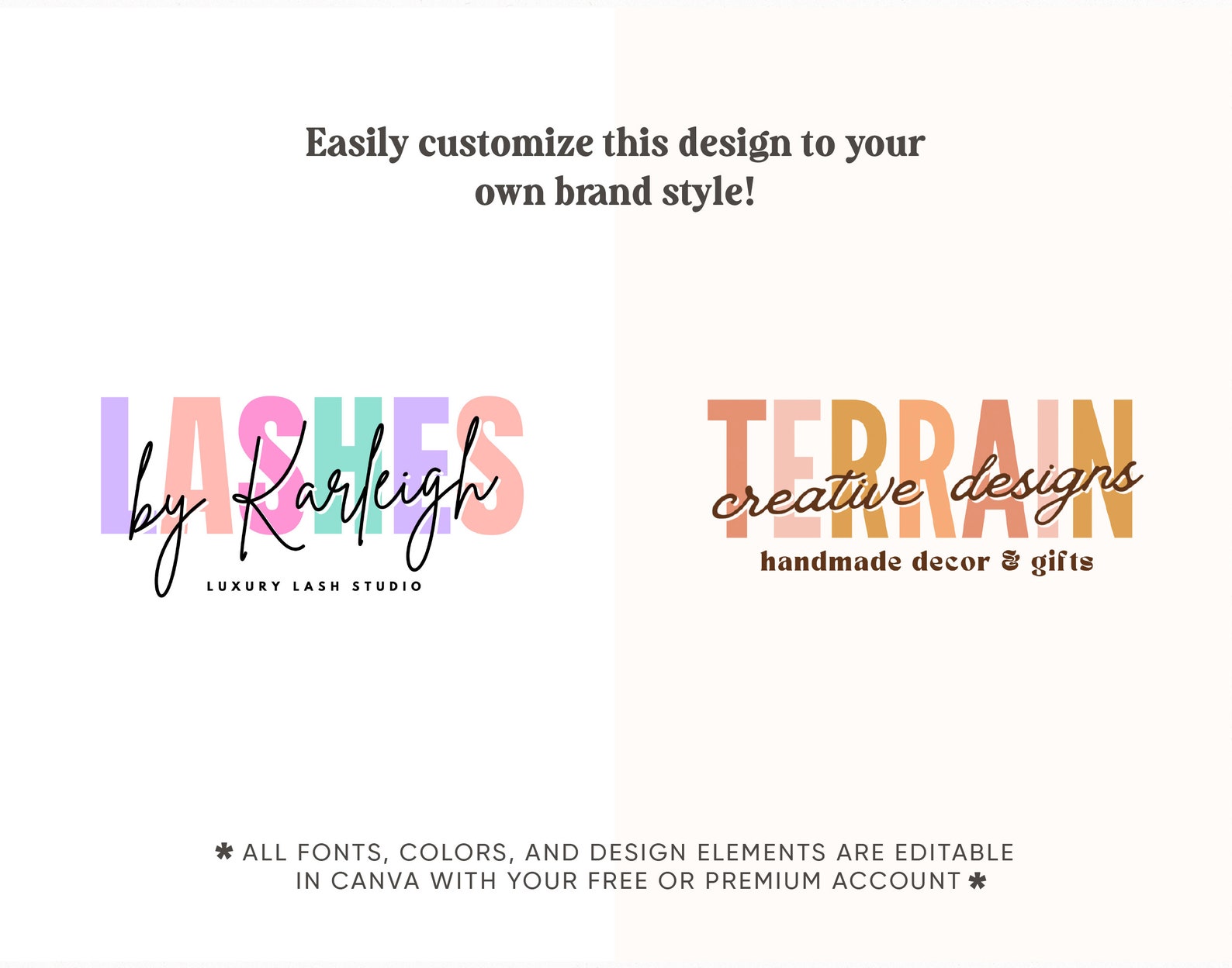 Editable Colorful Lash Logo Design Instant Download, DIY Retro Lash ...