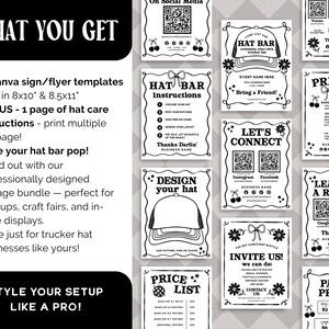 Trucker Hat Bar Sign Bundle + Hat Care Cards, Pop-up Event Signage ...