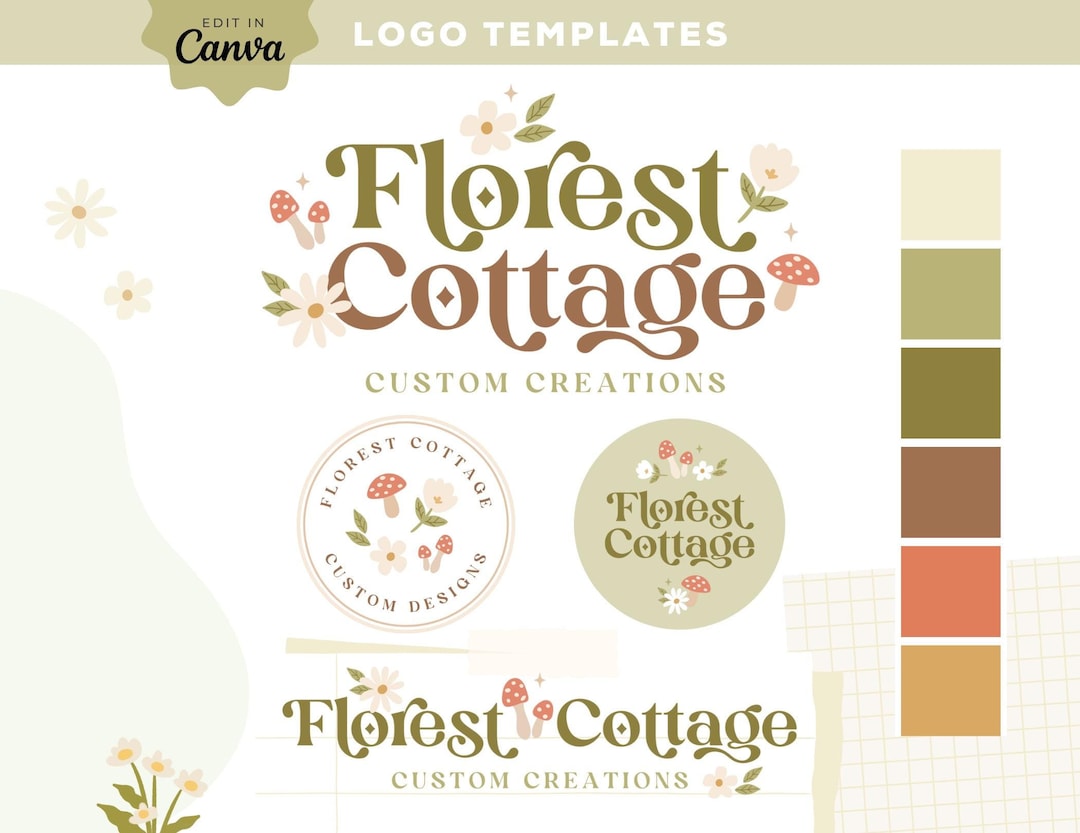 Cottagecore Logo Design Canva Template, DIY Editable Logo Template ...