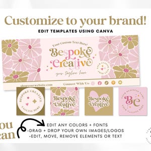 Editable Retro Facebook Kit, Rainbow Facebook Page Banners, DIY Pink ...
