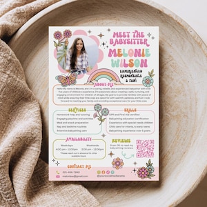 Cute Babysitter Editable Business Flyer Template Canva, DIY Printable ...