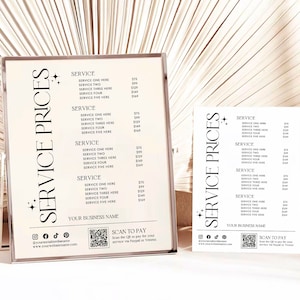 Modern Price List Canva Template, Printable Pricing Sign, Instant ...