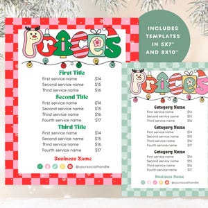 Retro Christmas DIY Printable Price List Canva Template, Editable ...