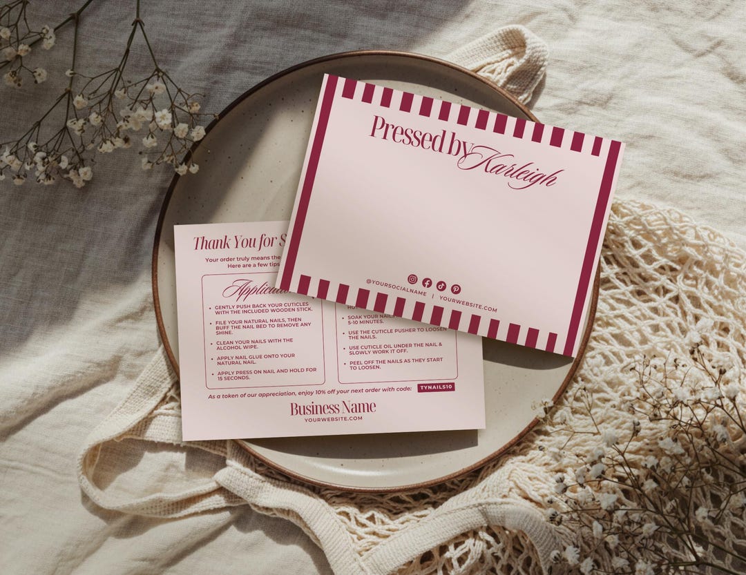 Luxury False Nails Backing Card Canva Template, Elegant Press on Nail ...