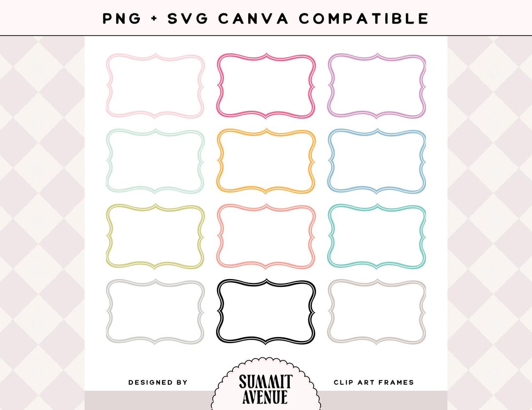 Fancy Scallop Frame Clip Art Bundle | Png, SVG, AI, Eps | Editable ...