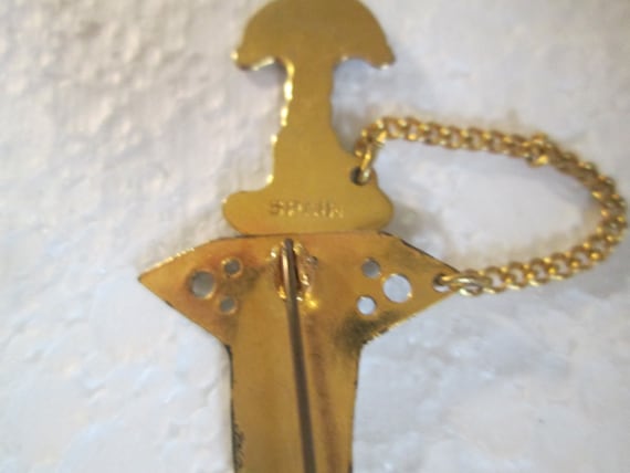 Vintage Curved Sword With Sheath, Gold Enamel Broach … - Gem