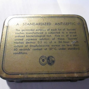 Vintage Sucrets' Tin, Old Advertising Tin, Hinged Lid Tin, Tin ...