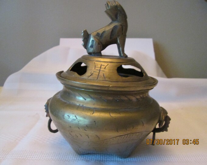 Vintage Chinese Bronze/brass Incense Burner, Foo Dog Incense Burner ...