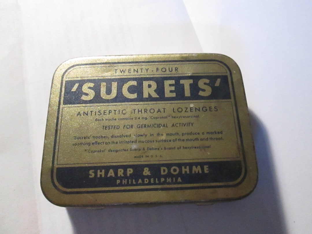 Vintage Sucrets' Tin, Old Advertising Tin, Hinged Lid Tin, Tin ...