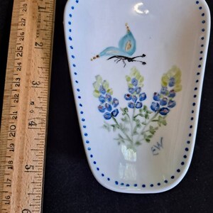 Porcelain Spoon Holder With Bluebonnets and a Butterfly - Etsy