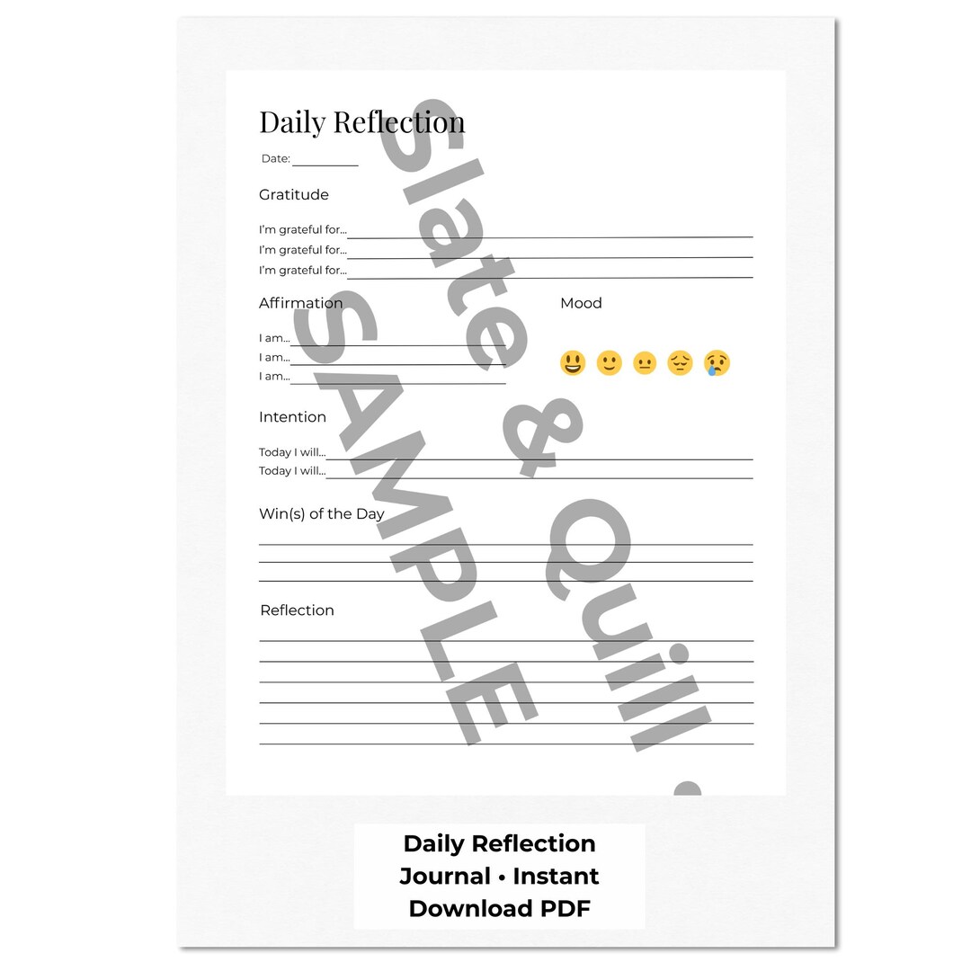 Daily Reflection Journal Page — Printable PDF (digital Download) - Etsy