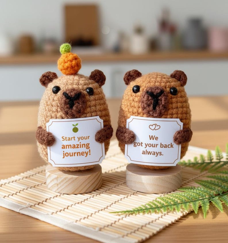 Capybara Crochet Buddy Pal | Encouraging Desk Gift Set | Positive ...