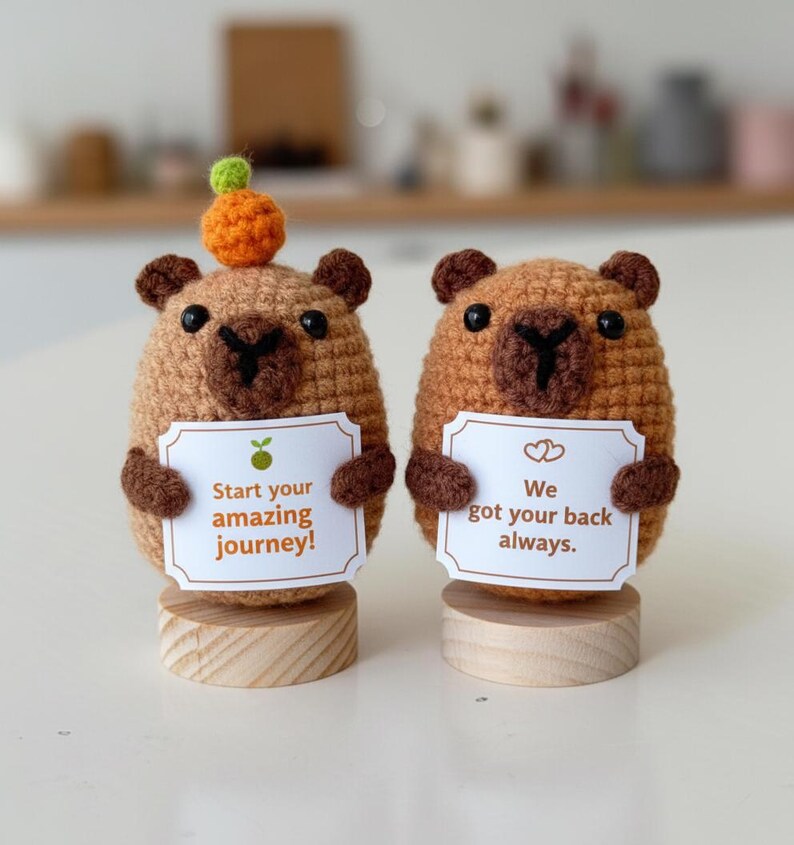 Capybara Crochet Buddy Pal | Encouraging Desk Gift Set | Positive ...