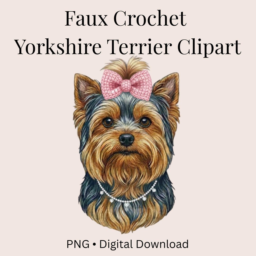 Valentine Yorkshire Terrier PNG, Faux Crochet Yorkie Dog Clipart ...