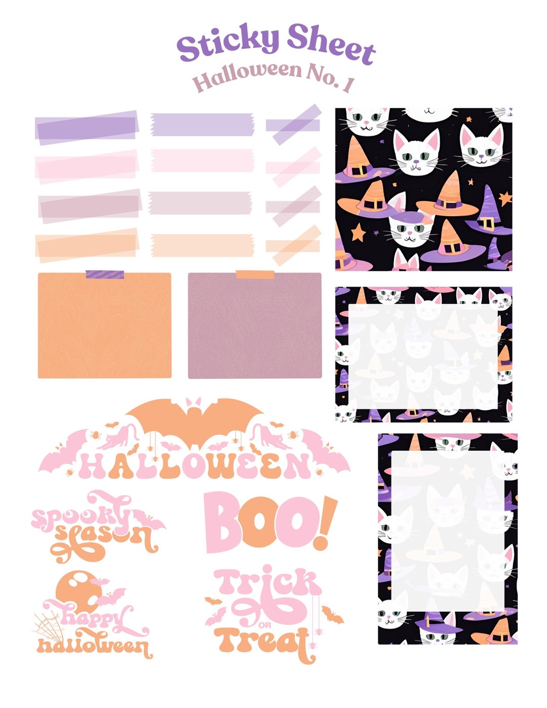 Sticky Sheet Halloween No. 1 Halloween Digital Stickers, Digital ...