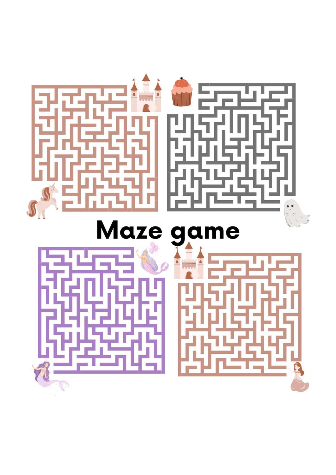 Maze Game Worksheets for Kids – Fun Digital Activity - Etsy