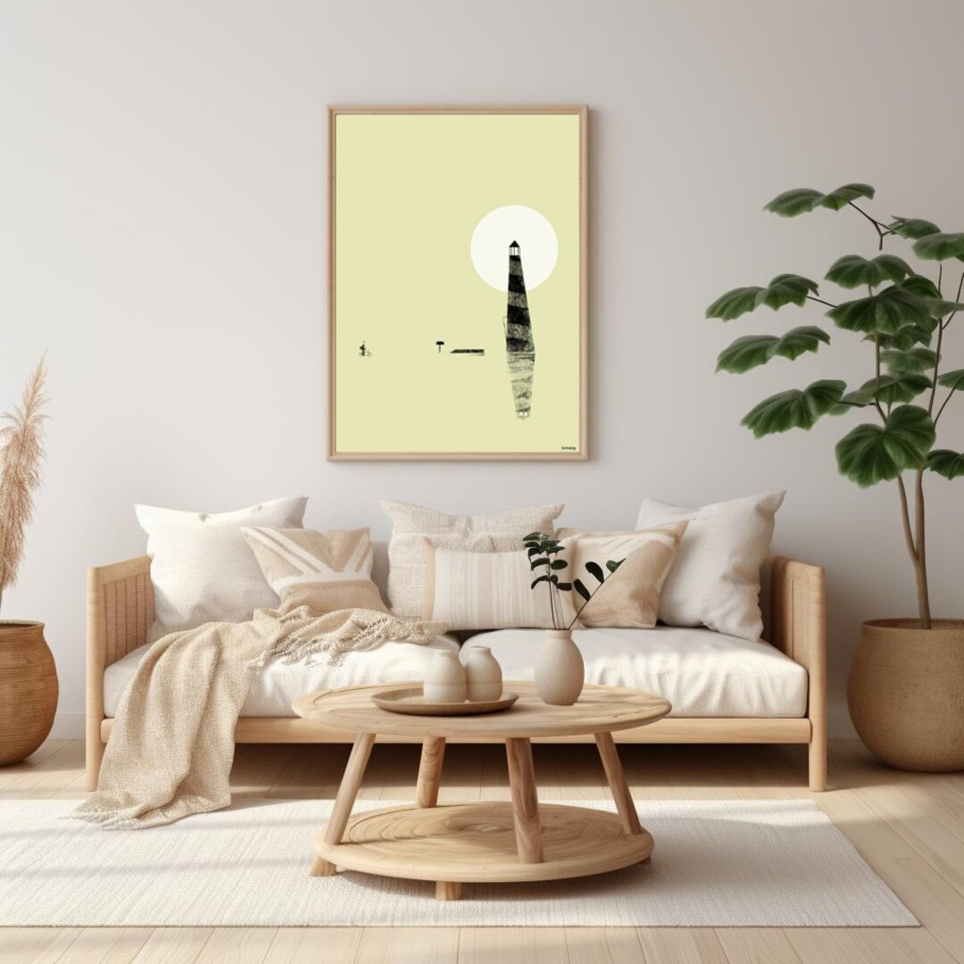 Modern Minimal Lighthouse Poster | Ocean Wall Art | Nautical Home Decor ...