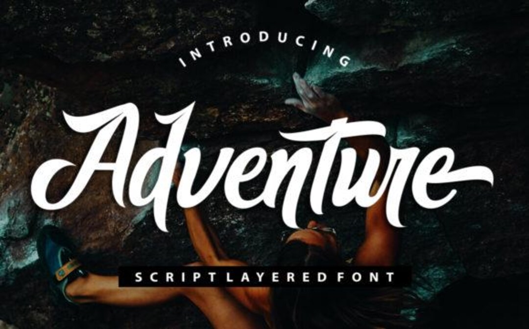 Adventure Font, Bold Layered Display Font for Logos, T-shirts ...