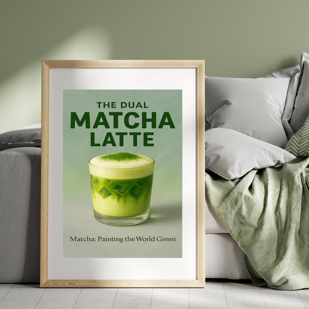 The Dual Matcha Latte Poster | Photorealistic Japanese Matcha Wall Art ...