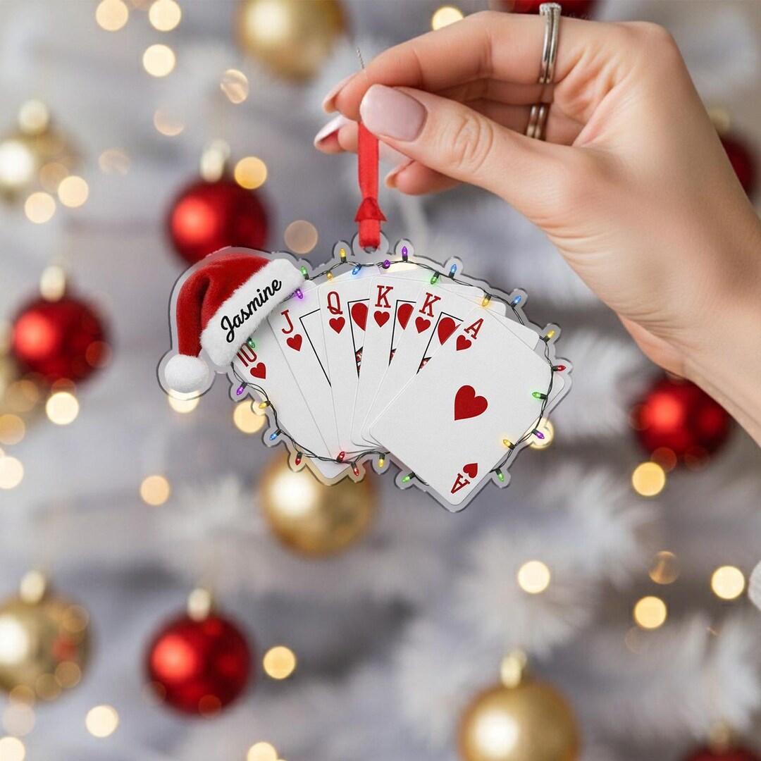 Personalized Acrylic Ornament – Playing Cards Poker Hand Christmas ...