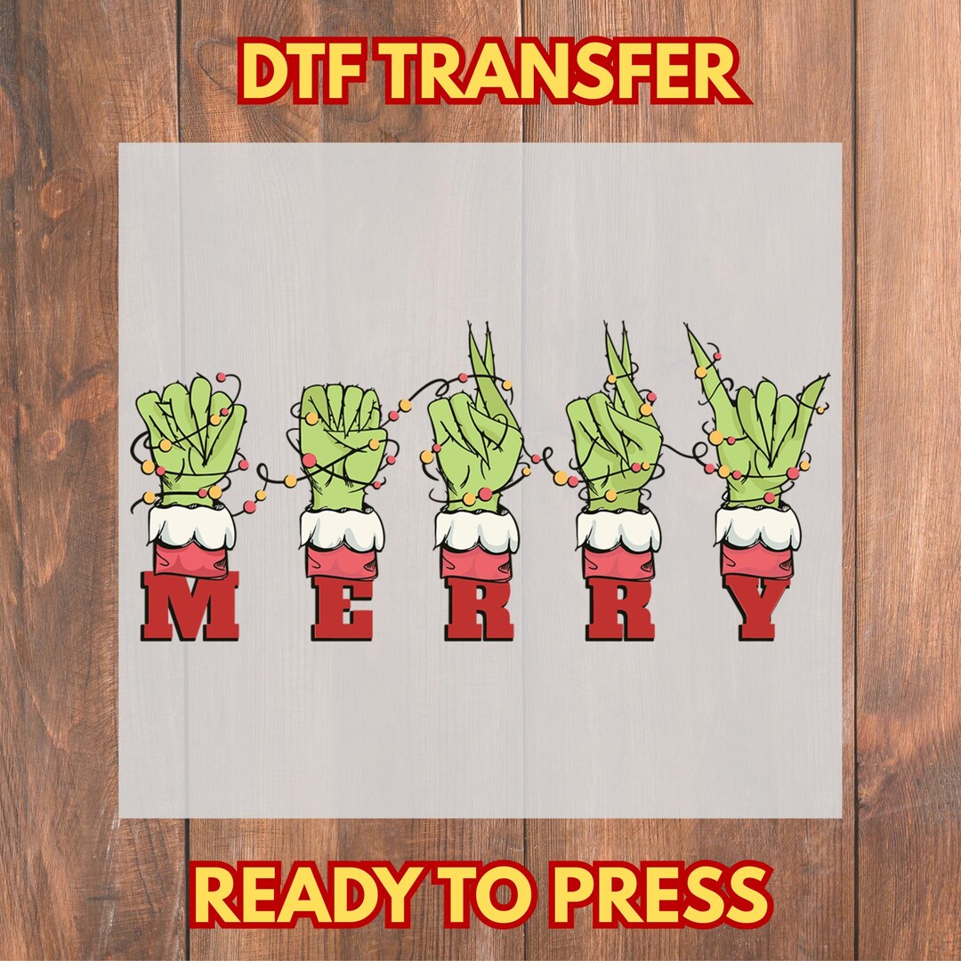 Grinch Hand Sign Language MERRY DTF Transfer, Christmas Shirt Design - Etsy