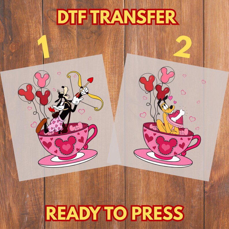 Goofy and Pluto Valentine DTF Transfer, Disney Cupid Ready to Press - Etsy
