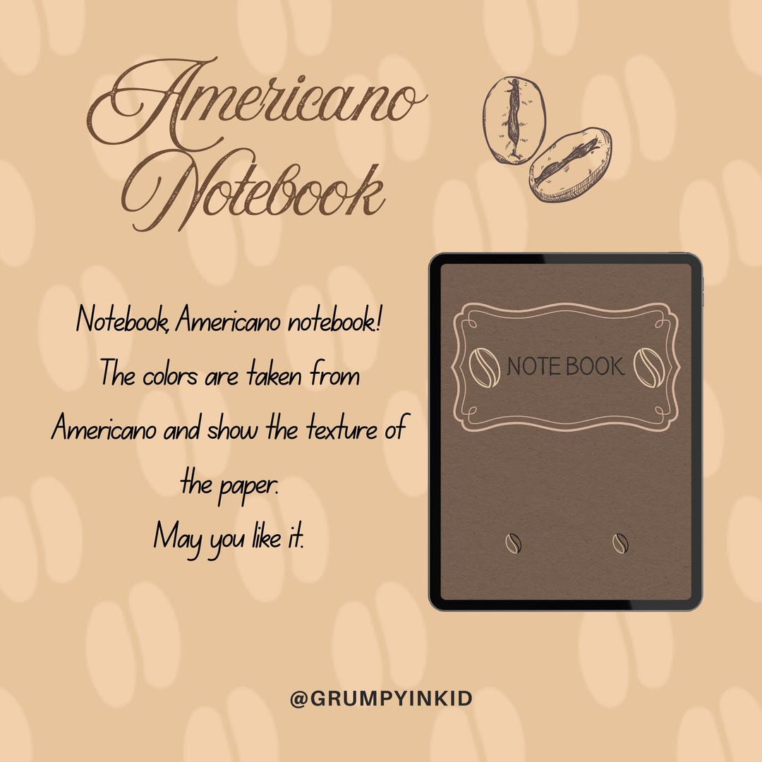 Americano Coffee Notebook Template: Digital Planner With Internal Links ...