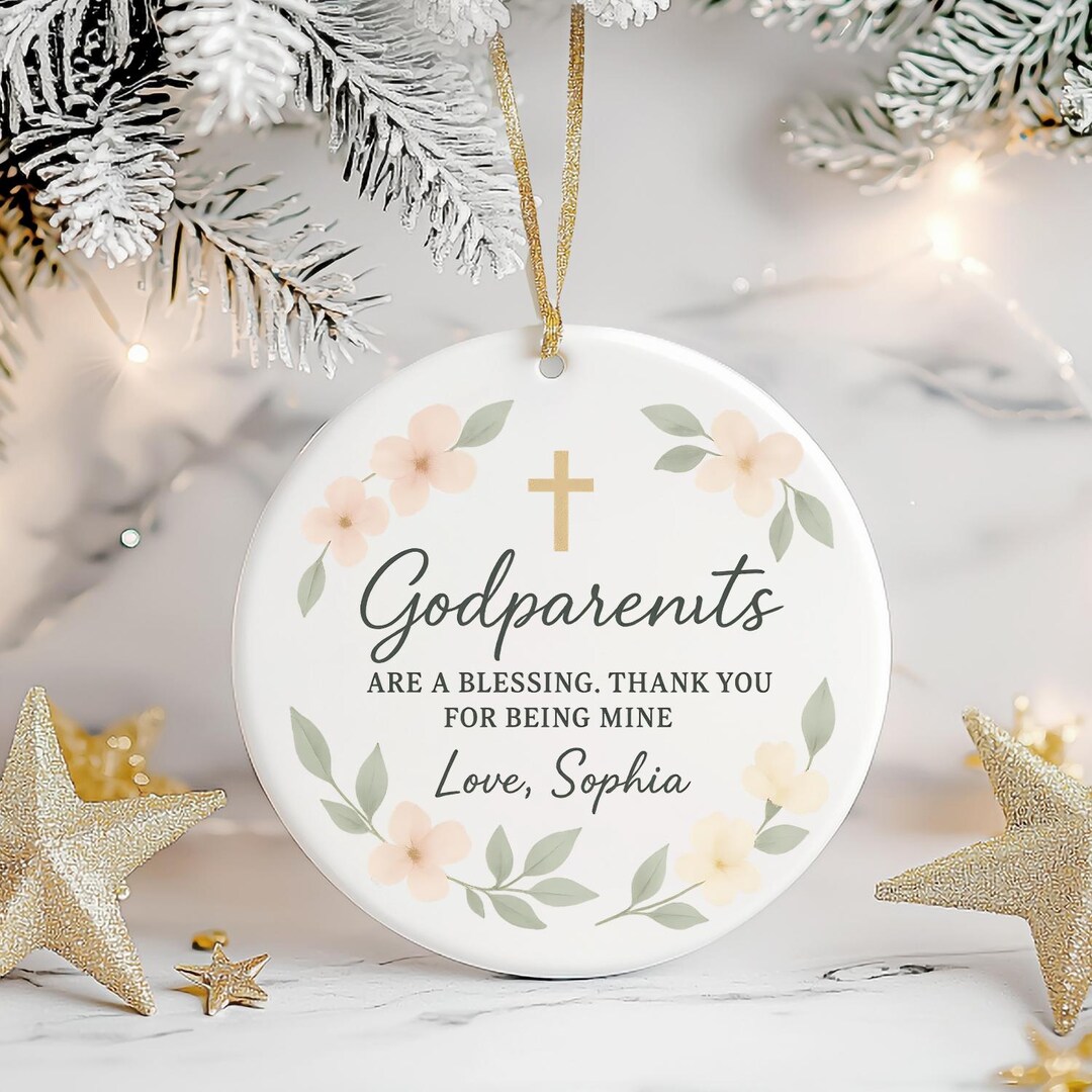 Personalized Godparents Ornament, Baptism Christening Gift, Godparent ...