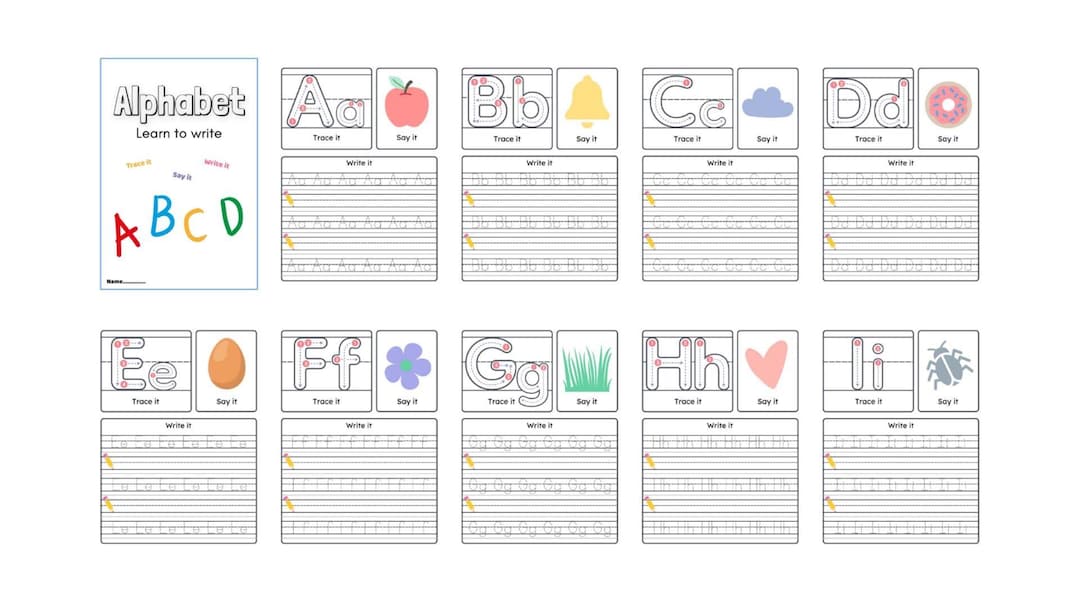ABC Letter Tracing Worksheets for Kids – Digital Alphabet Practice ...
