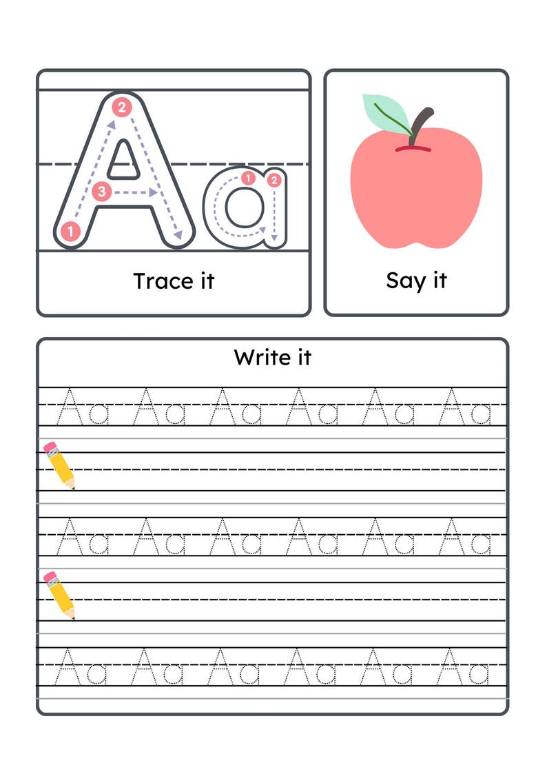 ABC Letter Tracing Worksheets for Kids – Digital Alphabet Practice ...
