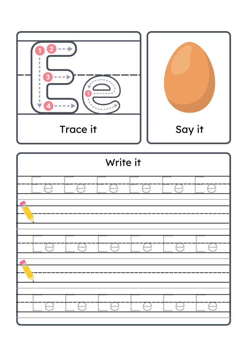 Printable Alphabet Learn to Write Practice Worksheet for Kids, Write ...