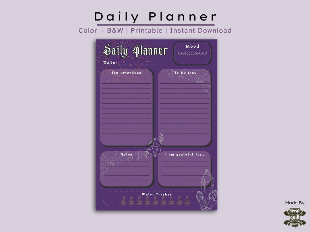 Gothic Witchy Daily Planner Printable: Spooky Cottagecore A4 (PDF ...