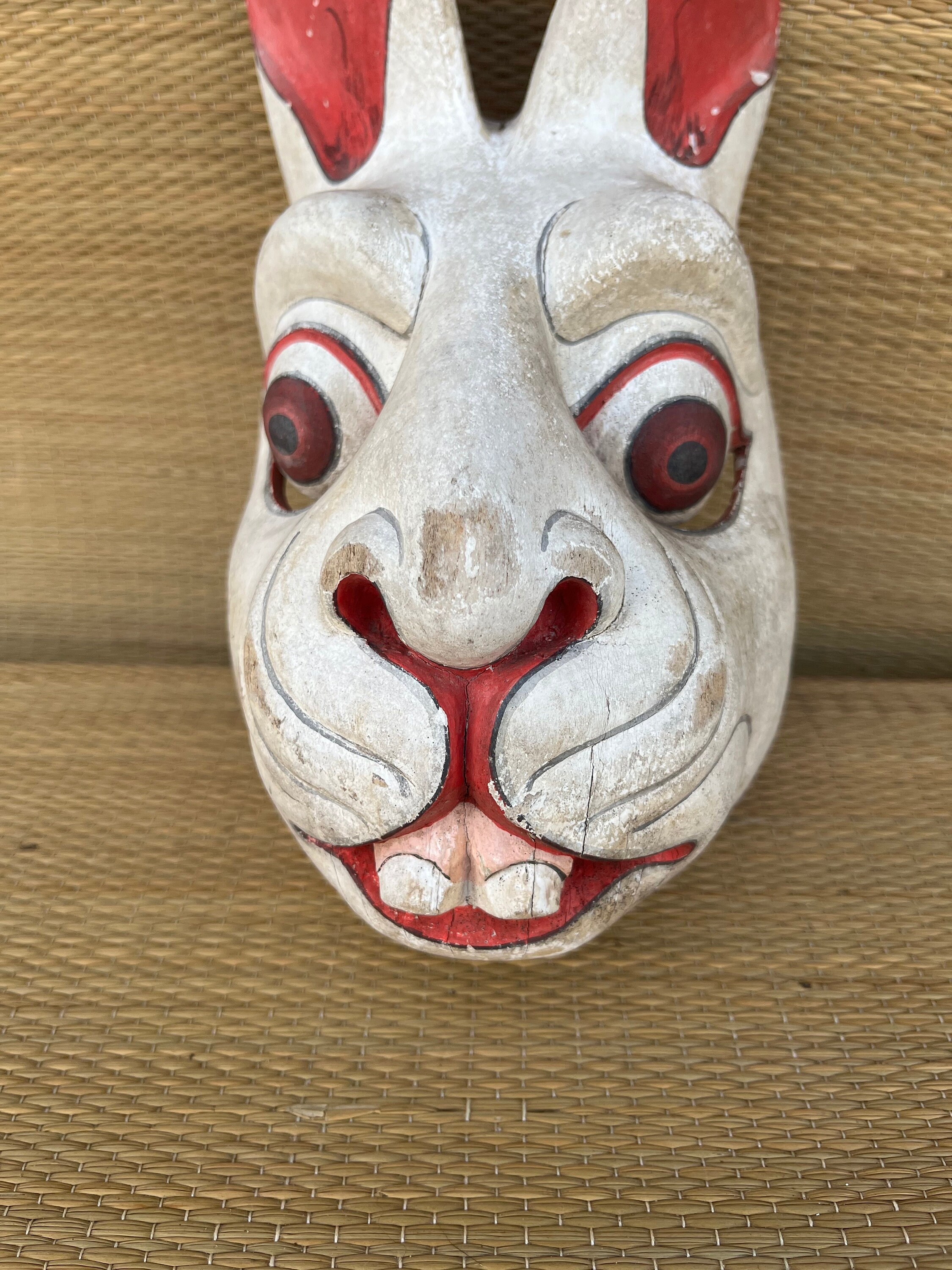Vintage Carved Wood Rabbit Mask Art Sculpture Bunny - Etsy
