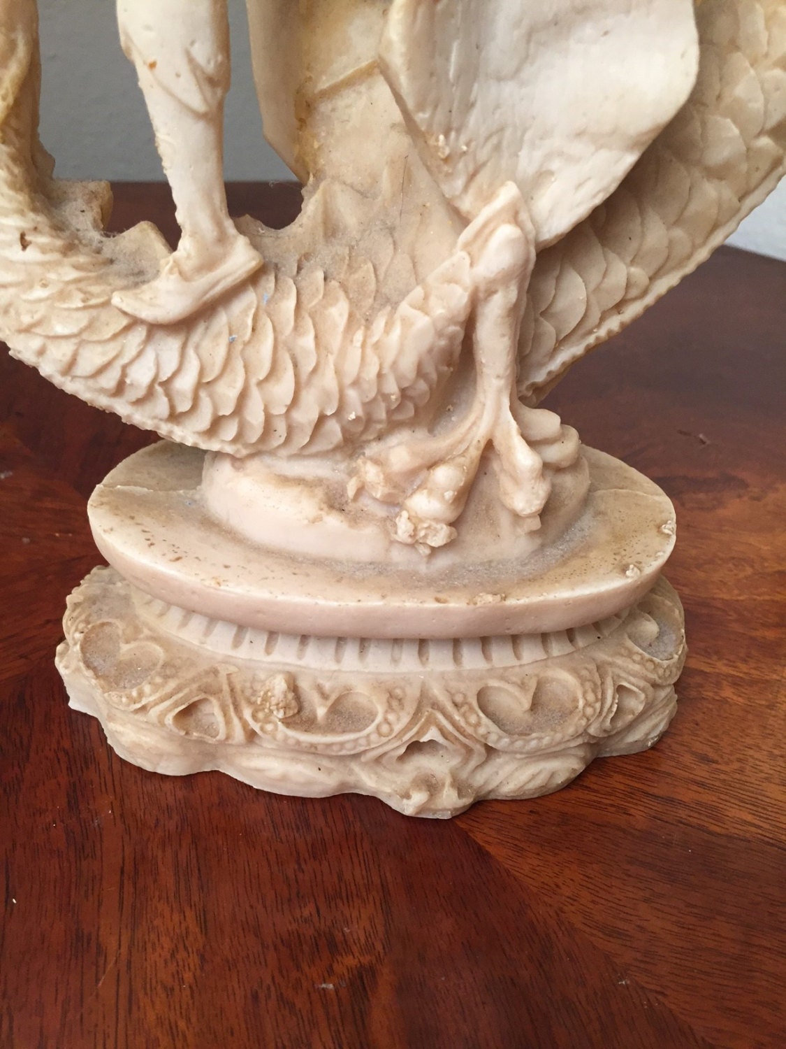 Vintage Asian DRAGON Slayer Sculpture Faux Ivory resin ART Chinese ...