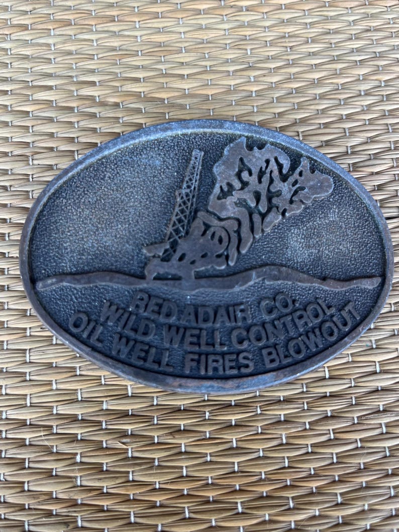 Vintage Red Adair Belt Buckle Oil Well Fires Blowout Wild Well Control ...