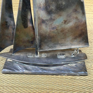 Large 12” Vintage Silver Plated Scale Model Sailboat Ship JB 448 Art ...